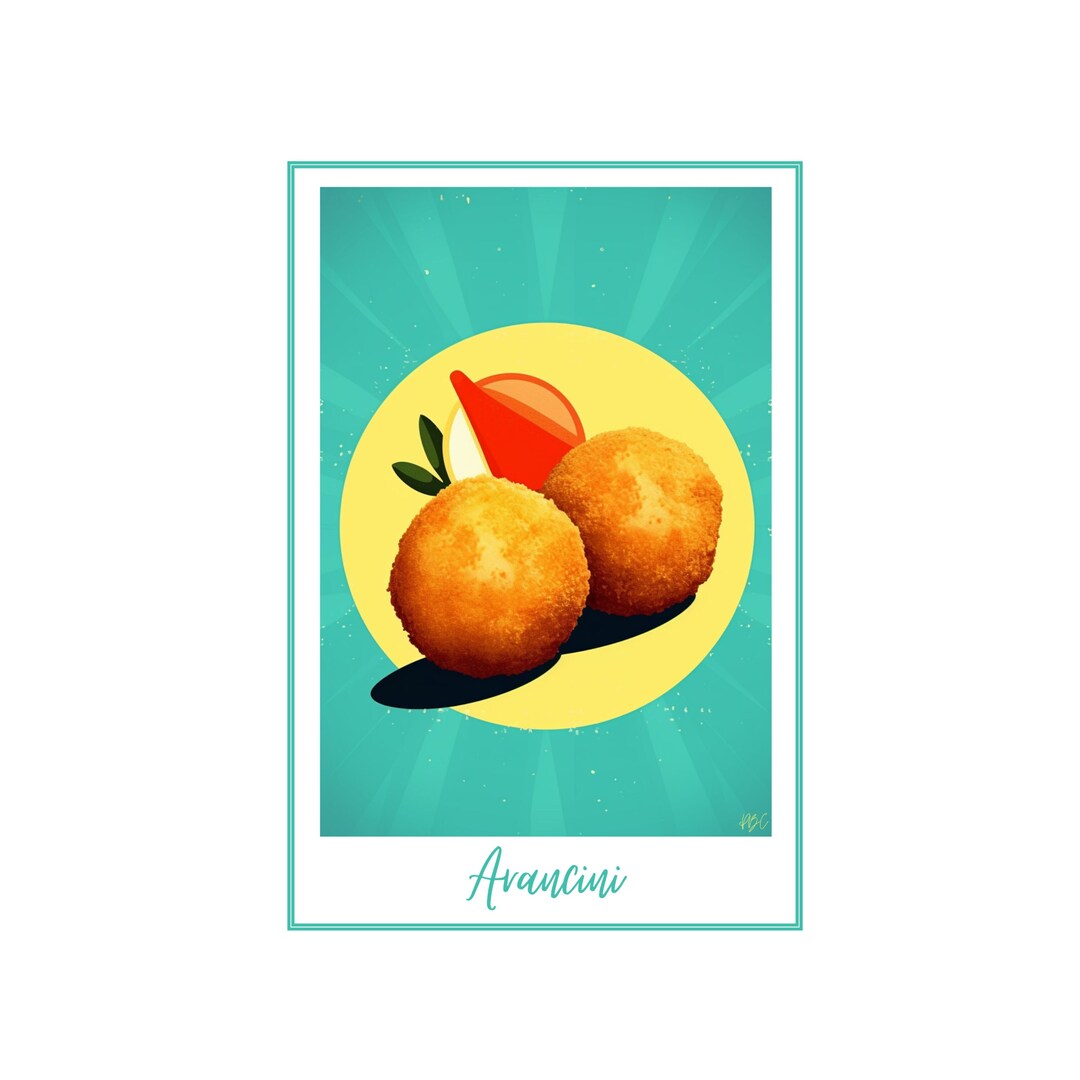 Food Poster, Arancini, Italy, Wall Art, Illustration, Decoration, Gift ...