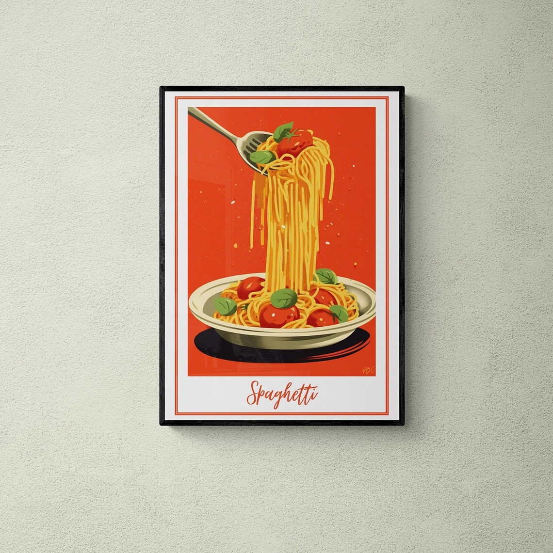 Food Poster, Spaghetti, Italy, Wall Art, Illustration, Decoration, Gift ...