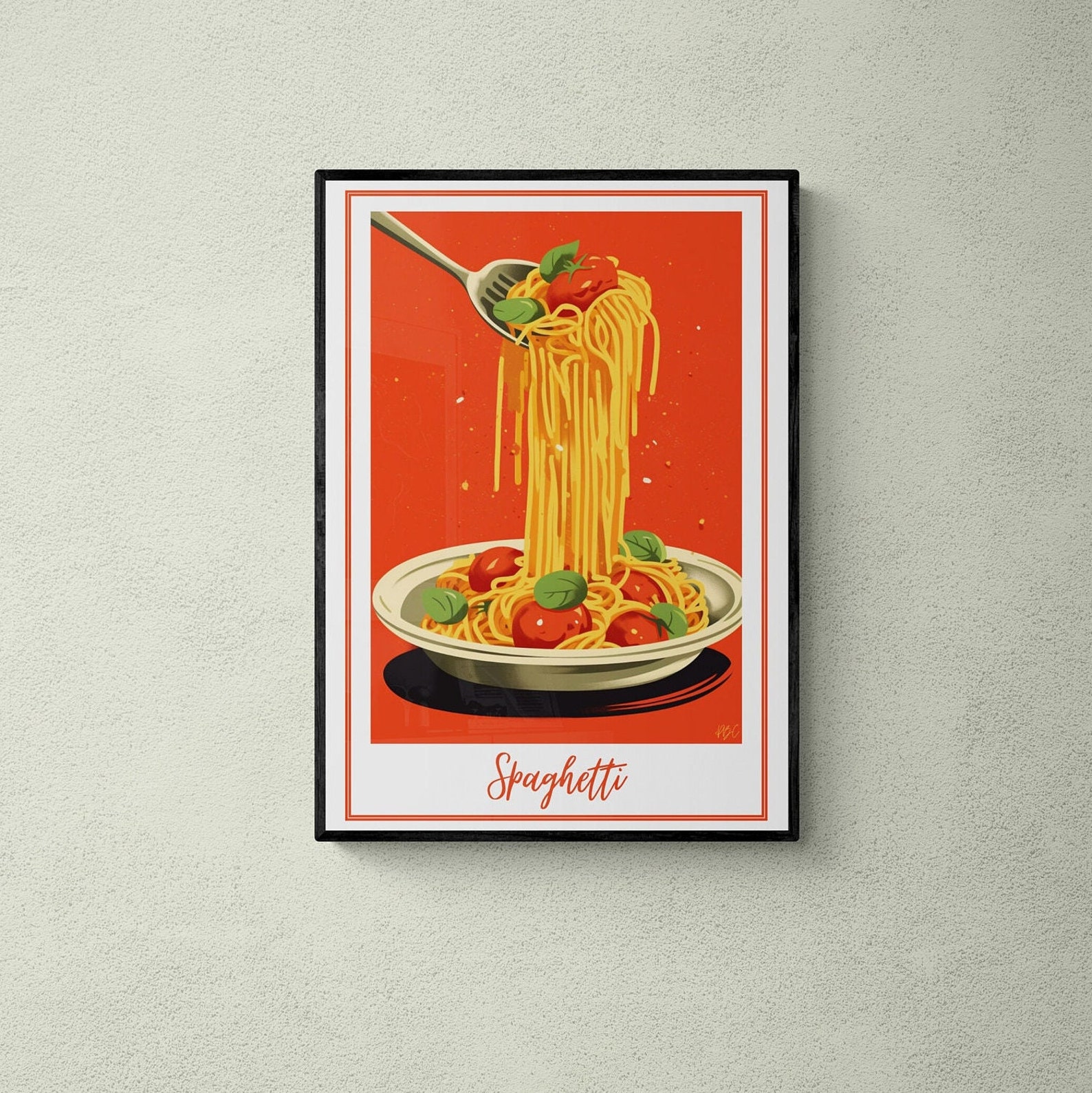 Food Poster, Spaghetti, Italy, Wall Art, Illustration, Decoration, Gift ...