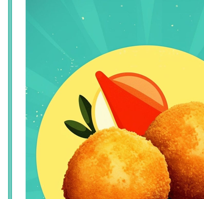 Food Poster, Arancini, Italy, Wall Art, Illustration, Decoration, Gift ...