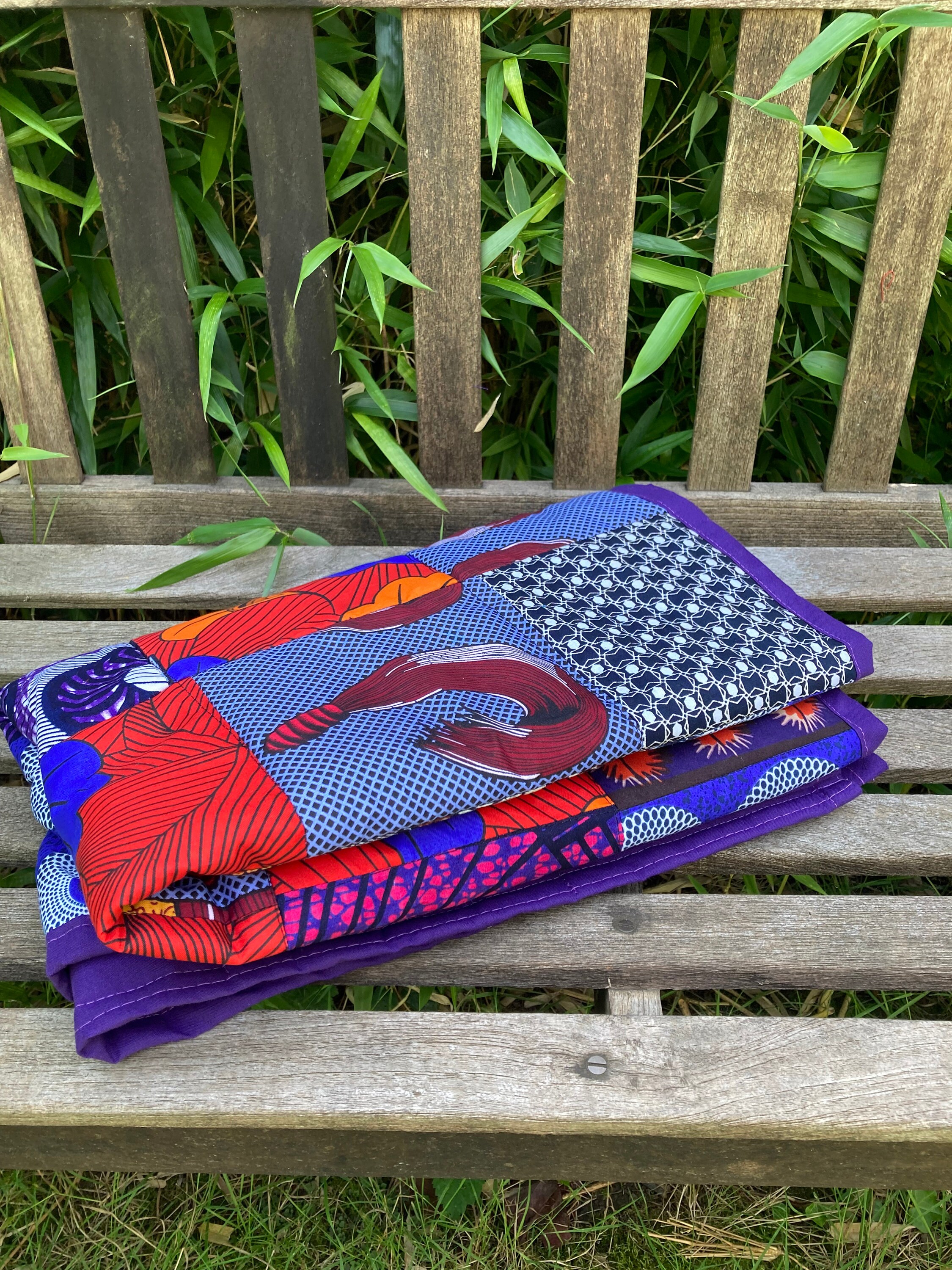 African Fabric Patchwork Quilt- Cot, Bed, Buggy , Play Mat, Lap Quilt ...