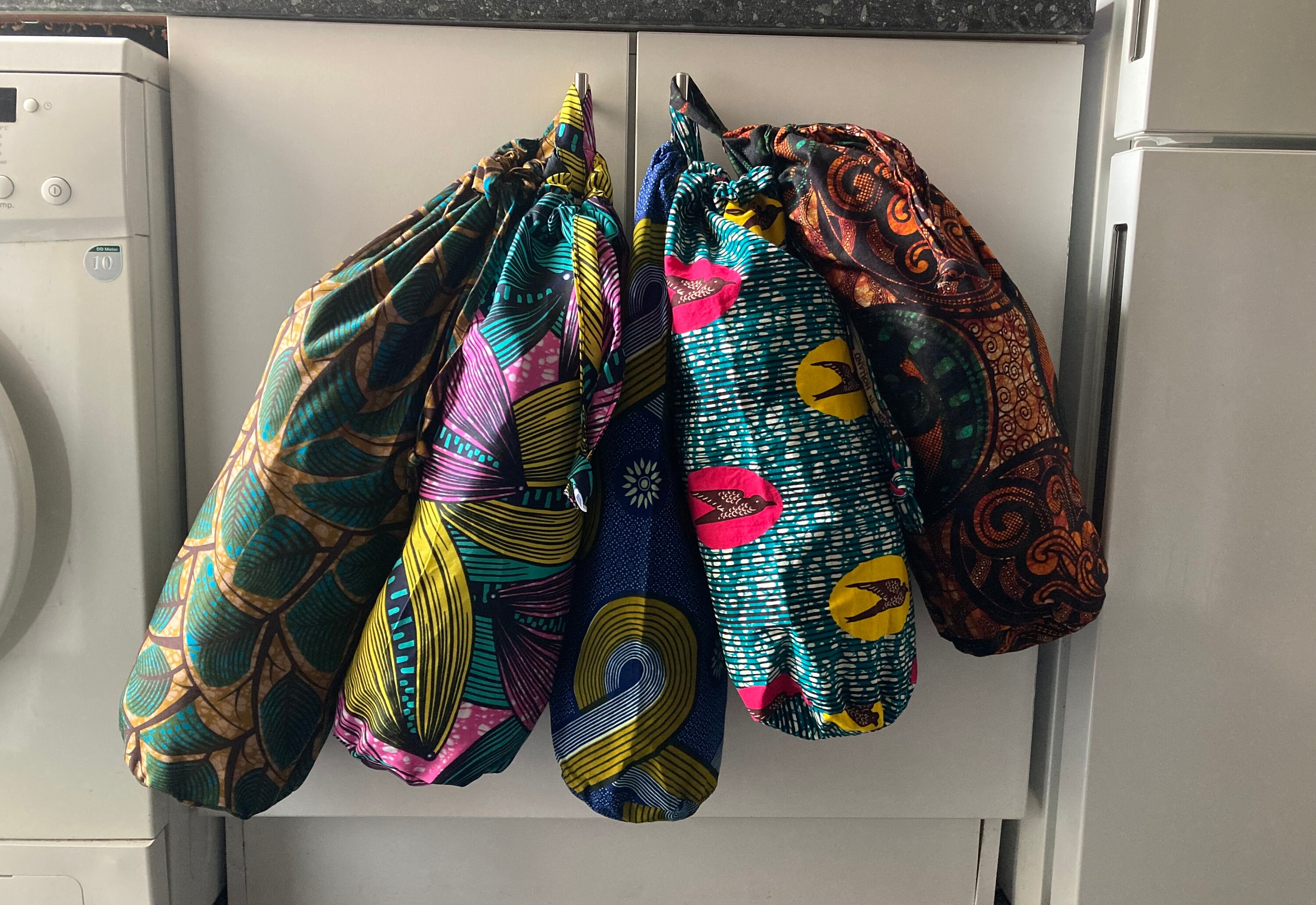 African Fabric Carrier Bag Storage, Kitchen Decor - Etsy