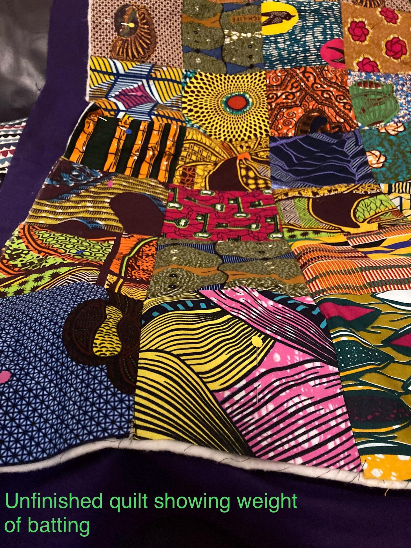 NEW African Fabric Patchwork Quilt- Lap Quilt, Home Decor, Cot, Bed ...