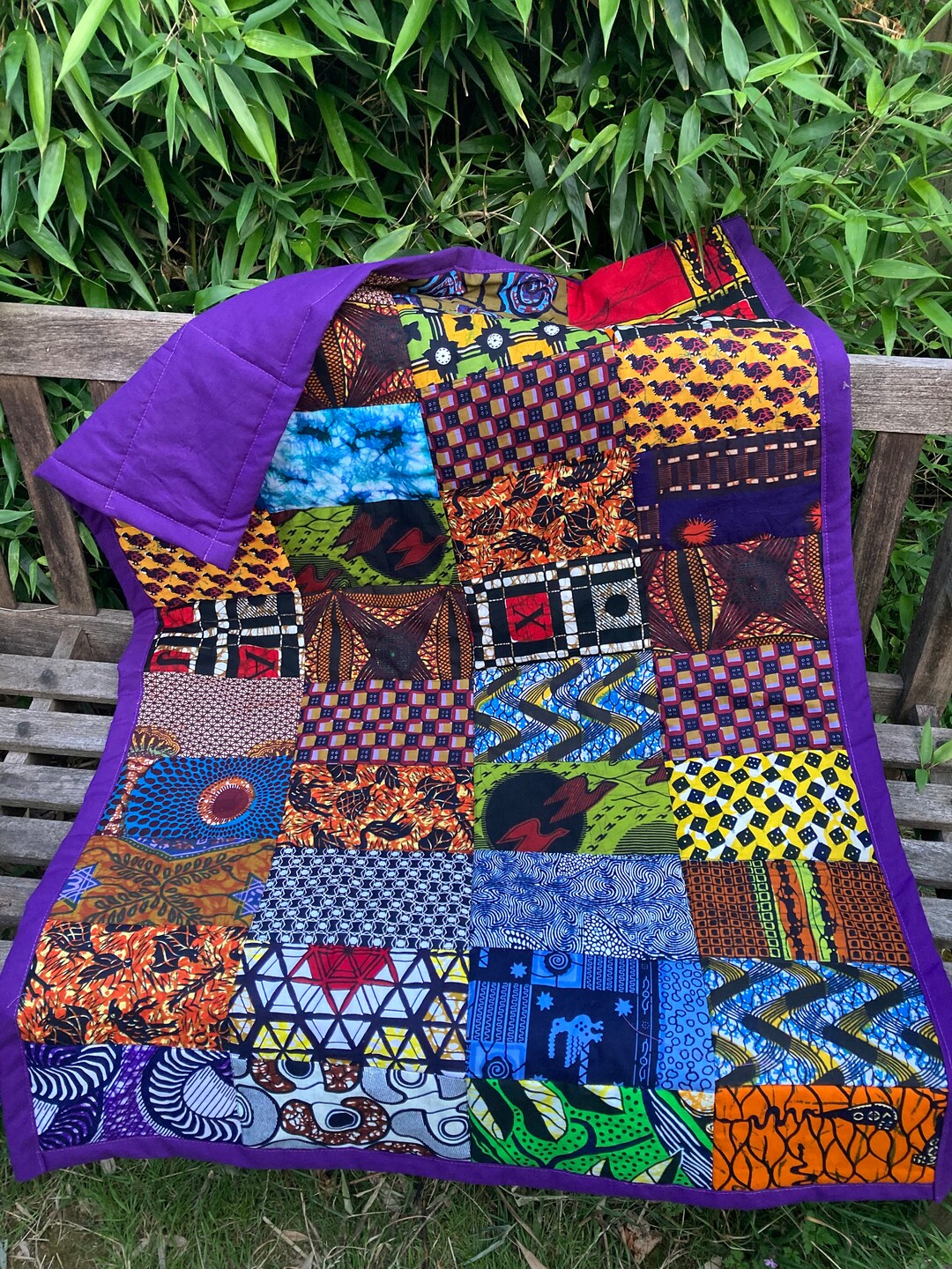 African Fabric Patchwork Quilt-lap Quilt, Buggy, Cot, Play Mat Quilt ...