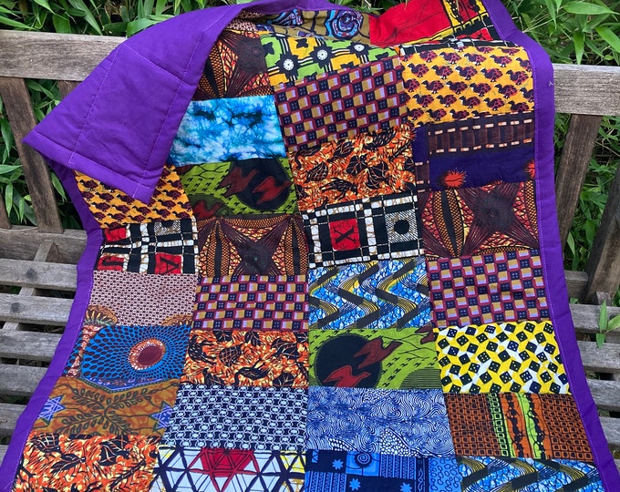 African Fabric Patchwork Quilt-lap Quilt, Buggy, Cot, Play Mat Quilt, Chair Throw - Etsy