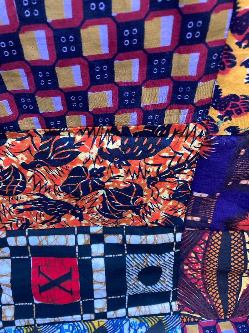 African Fabric Patchwork Quilt-lap Quilt, Buggy, Cot, Play Mat Quilt ...