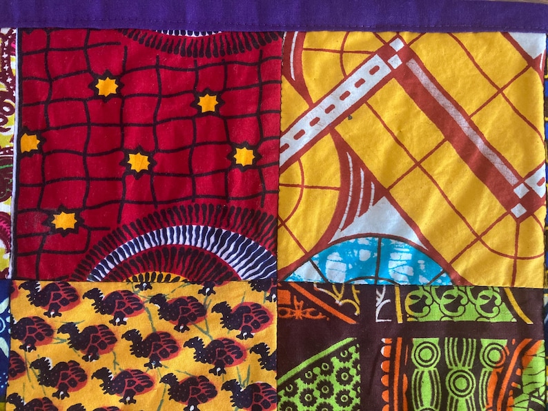 African Fabric Patchwork Quilt- Lap Quilt, Cot, Bed, Buggy , Play Mat ...