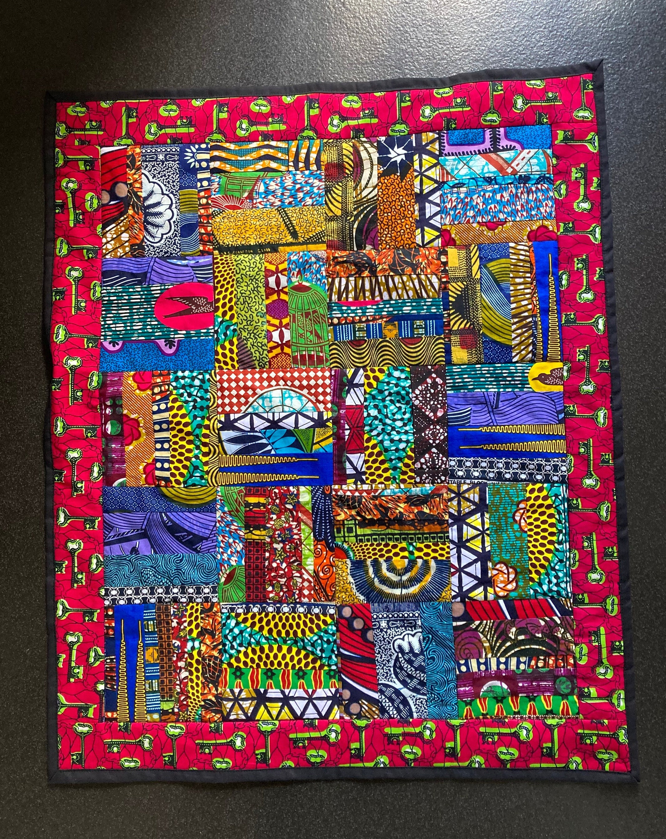 African Fabric Patchwork Quilt, Wall Hanging, Chair Cover, Lap, Toddler ...