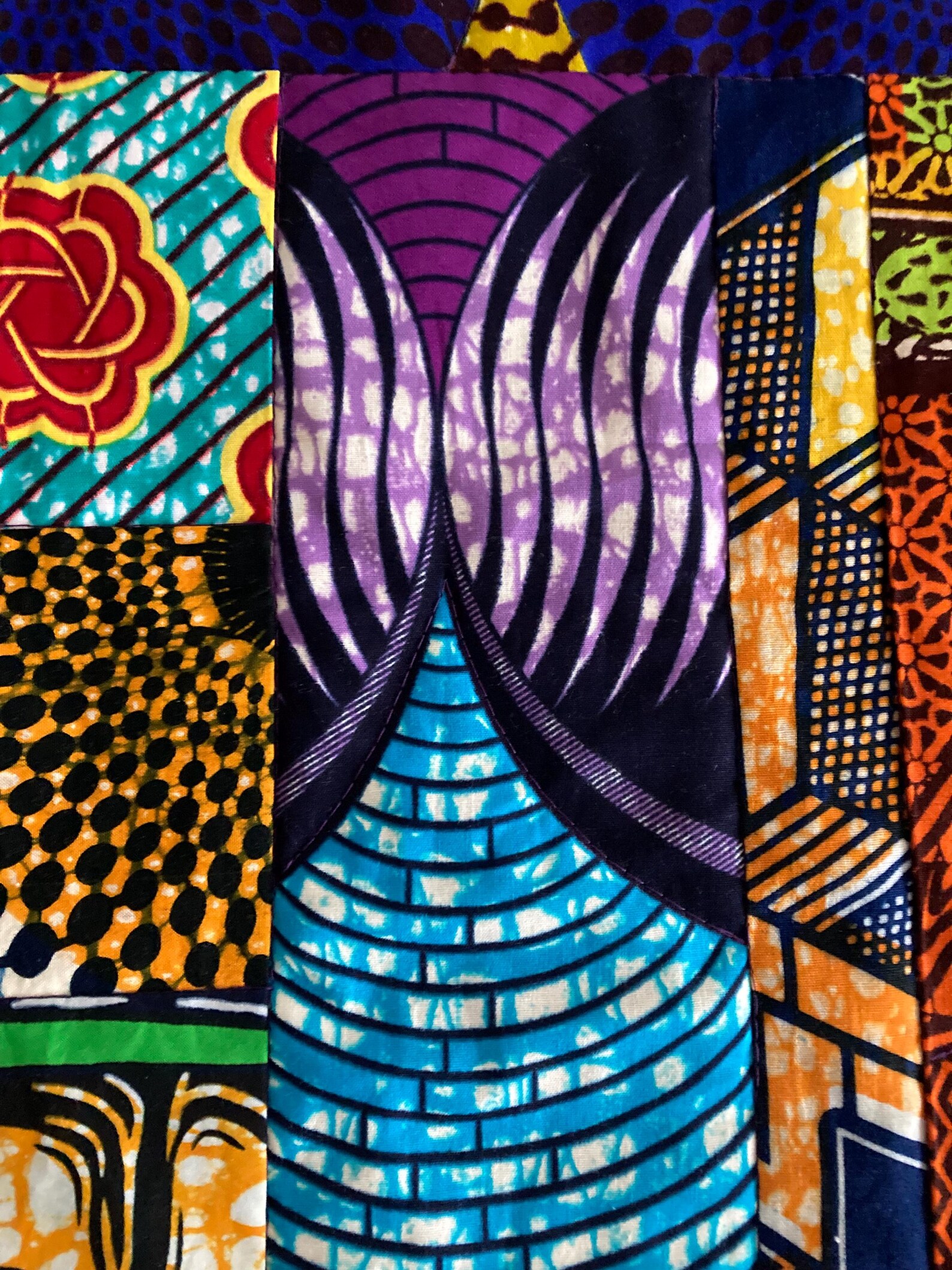 African Fabric Patchwork Quilt- Lap Quilt, Chair Throw Cot, Bed, Buggy ...