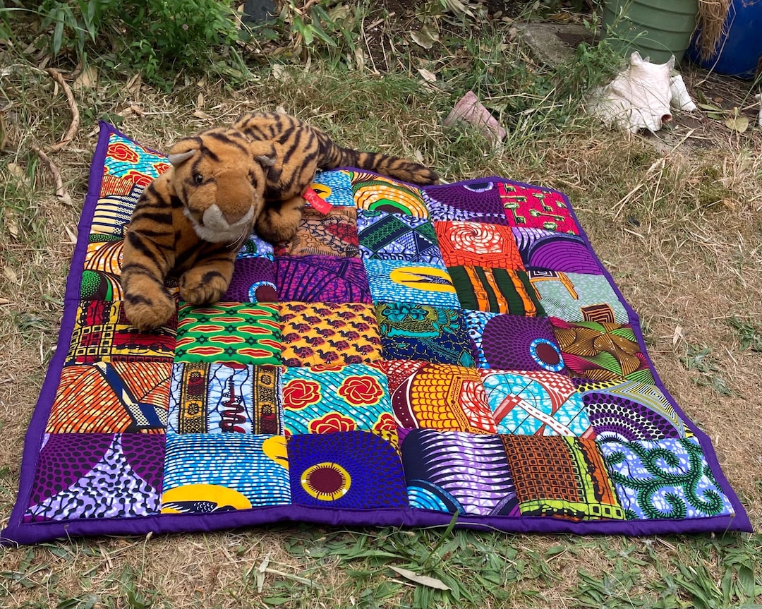 African Print Play Mat Ankara Patchwork Thick Quilt Cover Playmat for ...