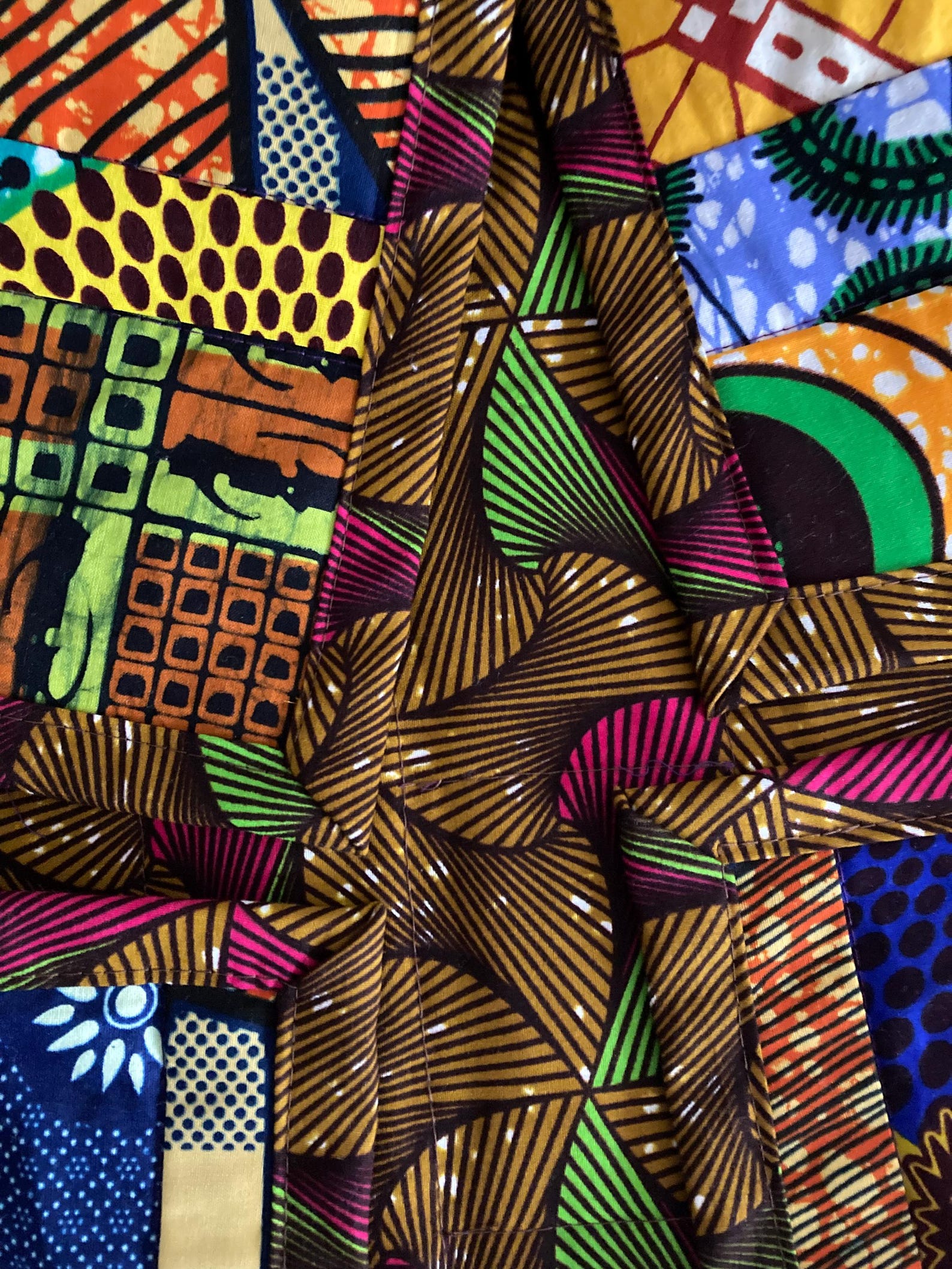 African Fabric Patchwork Quilt- Lap Quilt, Chair Throw Cot, Bed, Buggy ...