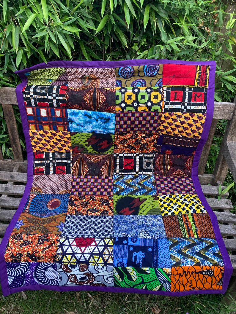 African Fabric Patchwork Quilt-lap Quilt, Buggy, Cot, Play Mat Quilt ...
