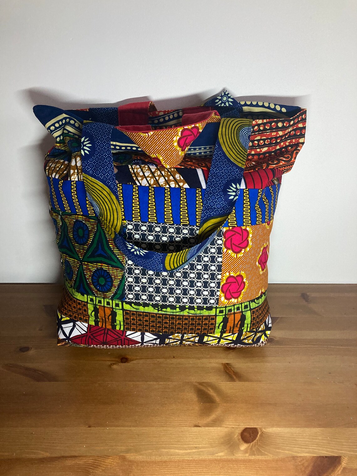 African Fabric Patchwork Shopper, Beach Bag, Tote Bag, Laundry Bag ...