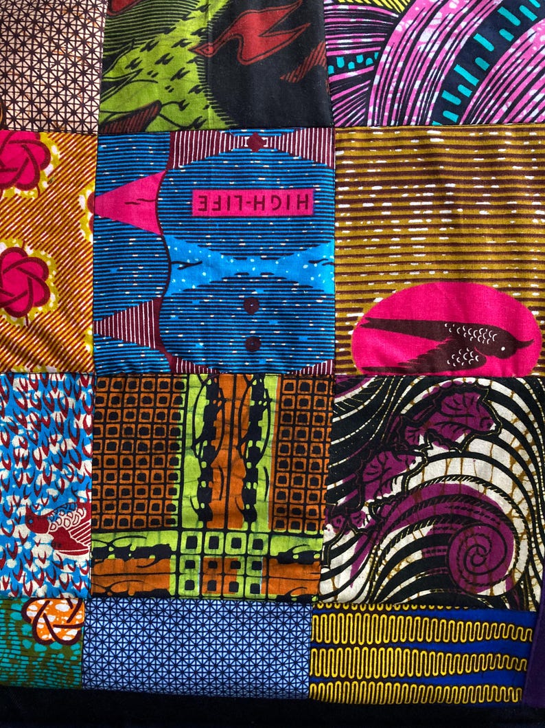 NEW African Fabric Patchwork Quilt- Lap Quilt, Home Decor, Cot, Bed, Buggy , Play Mat, Chair ...