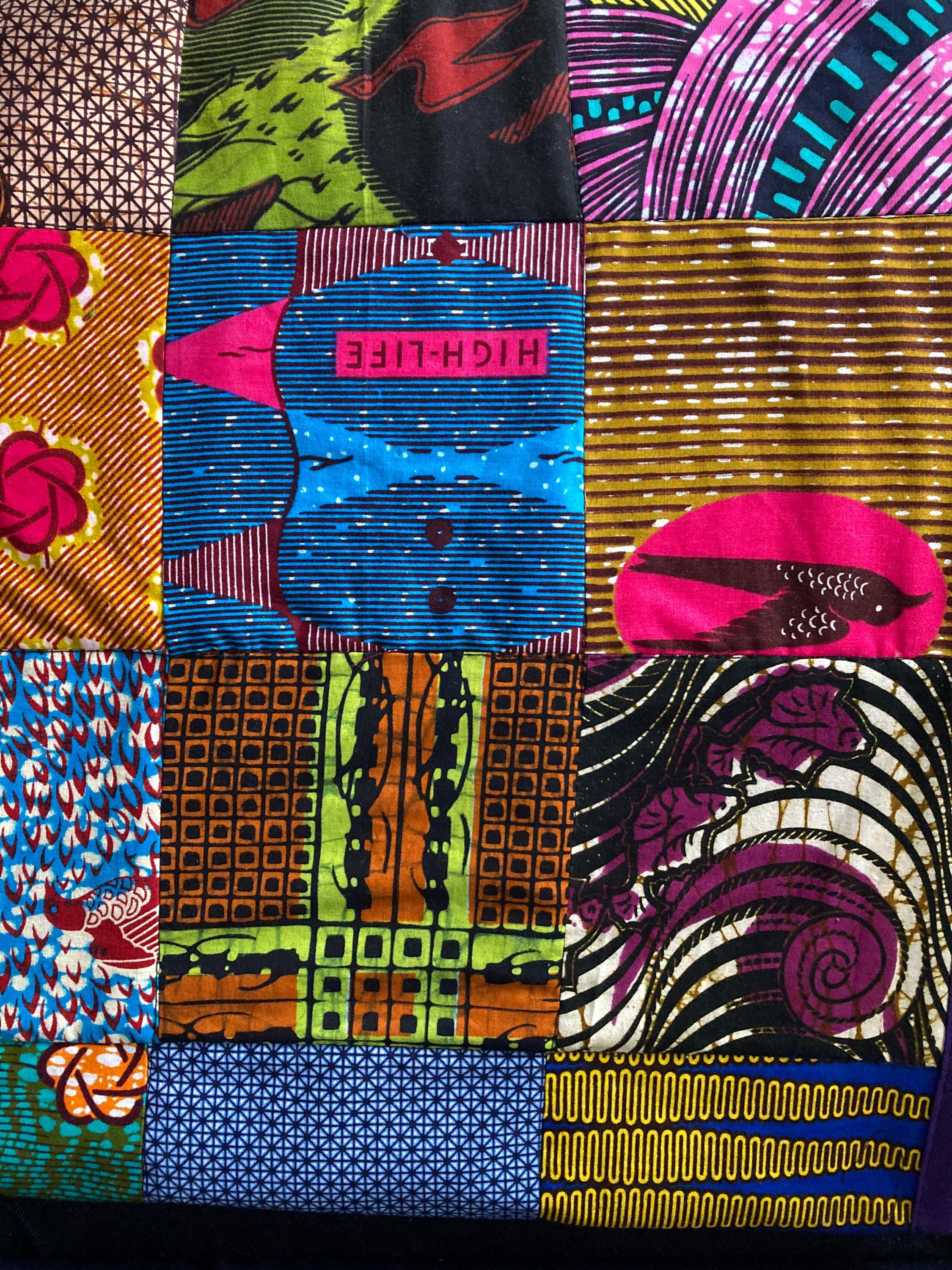 NEW African Fabric Patchwork Quilt- Lap Quilt, Home Decor, Cot, Bed ...