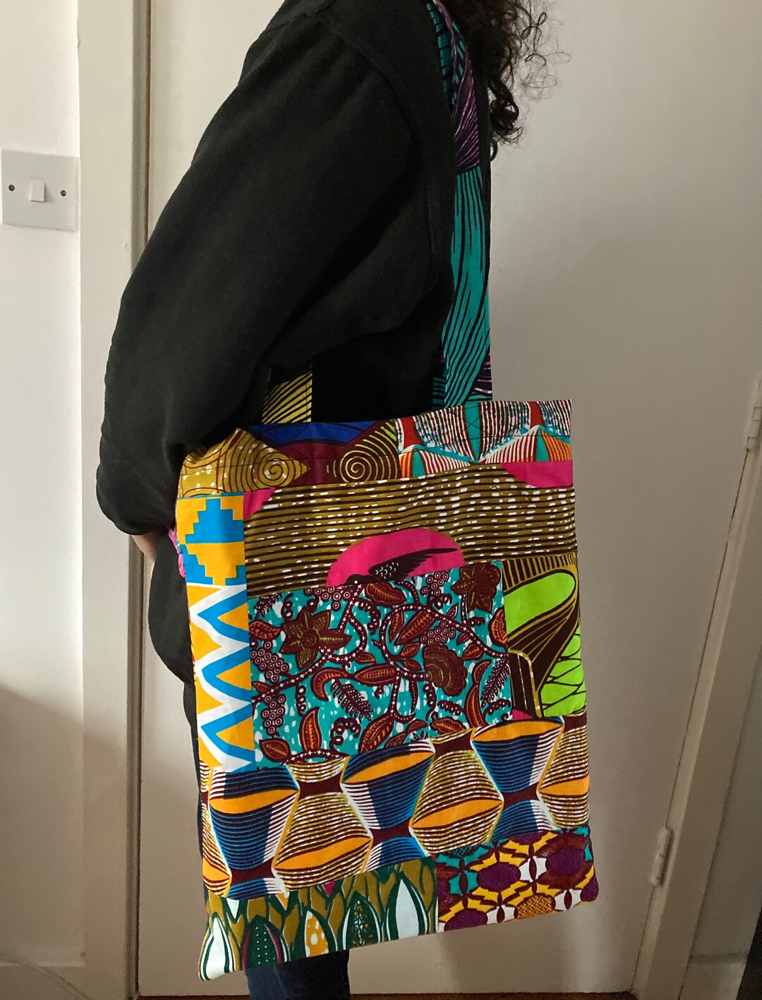 African Fabric Patchwork Tote Bag - Etsy UK
