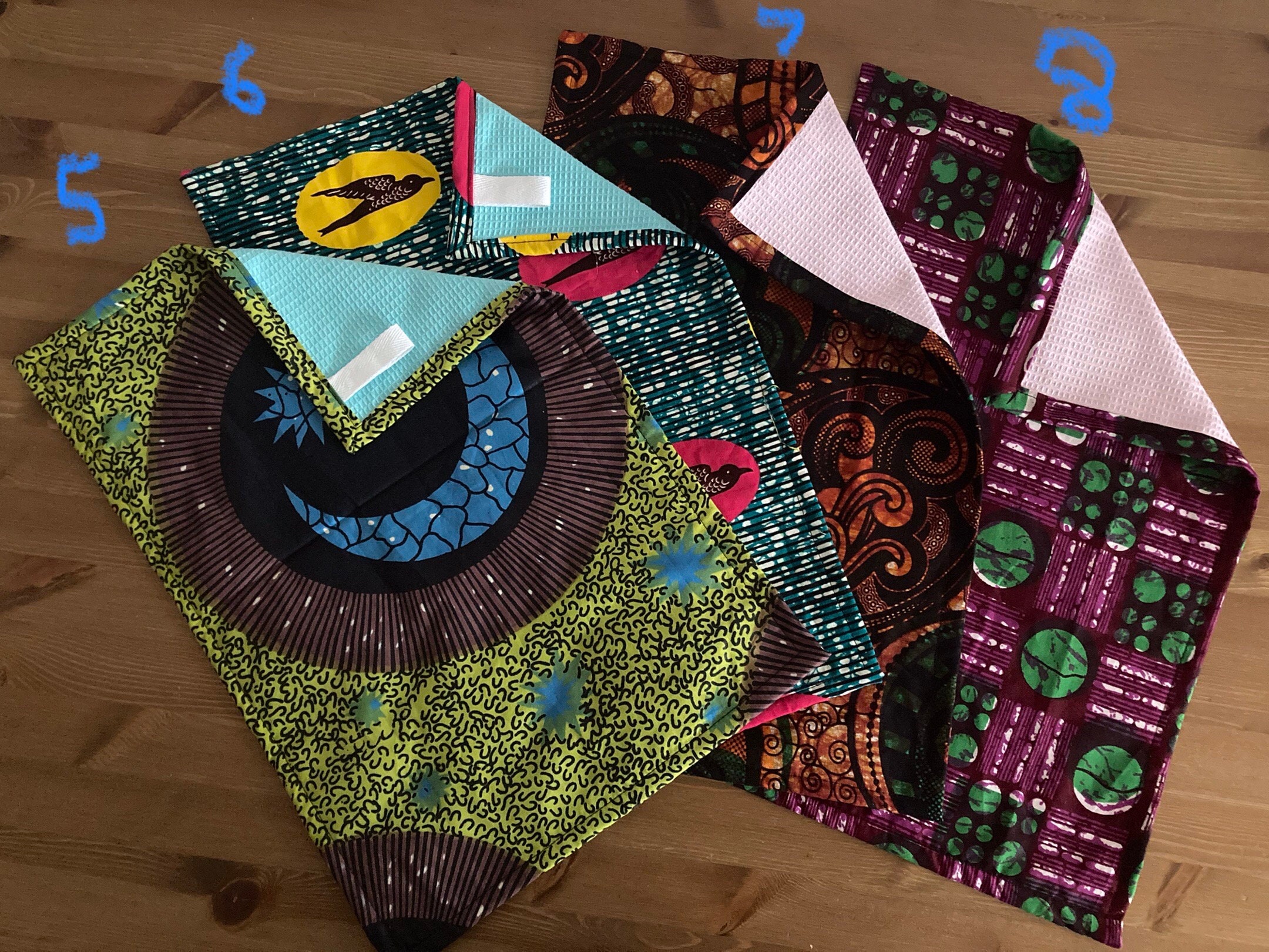 African Wax Print Tea Towels, Backed With Cotton Waffle Handmade - Etsy