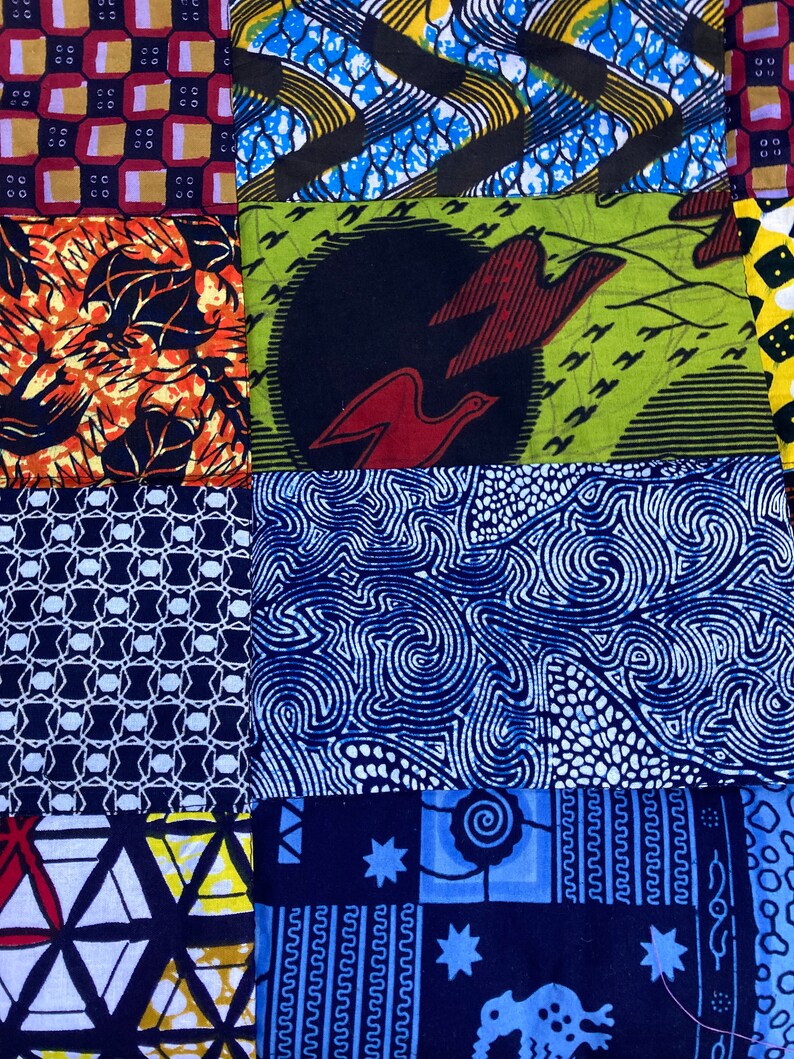African Fabric Patchwork Quilt-lap Quilt, Buggy, Cot, Play Mat Quilt ...