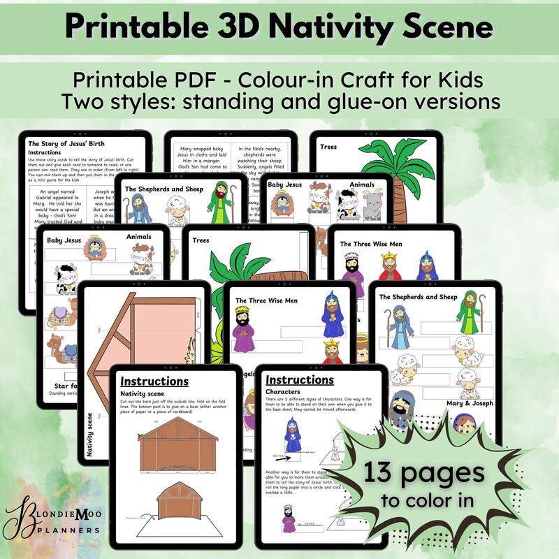 Nativity Scene Pdf Color - Etsy