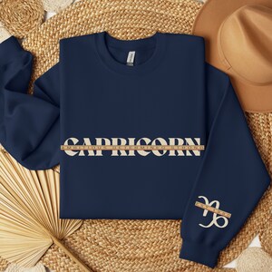 Capricorn Hoodie Zodiac Sign Shirt, Sleeve Print Sweatshirt, Astrology ...