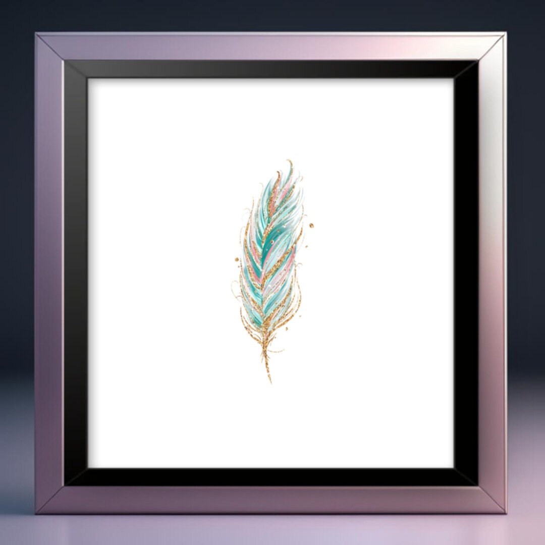 Blue and Gold Feather Printable Decor - Etsy