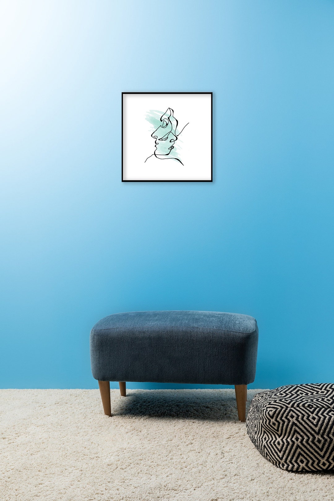 Blue Abstract Face Outline | Printable | Instant Digital Download - Etsy