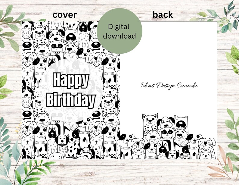 Printable Dog Birthday Card, Printable Coloring Birthday Card Funny ...