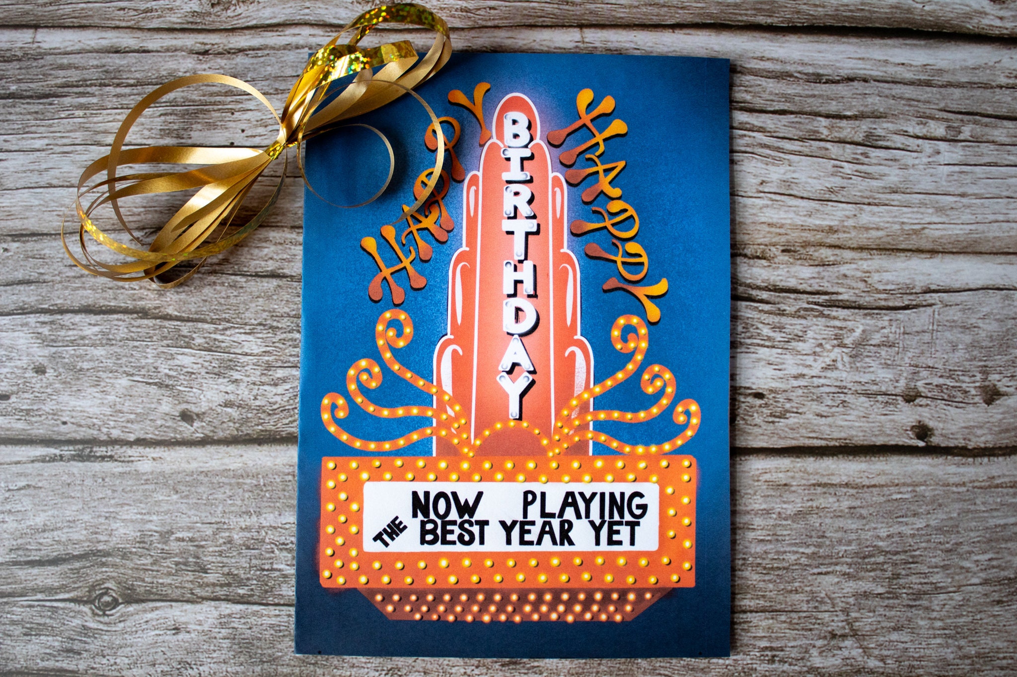 Marquee Birthday Card for the Movie Buff E Card and Printable - Etsy
