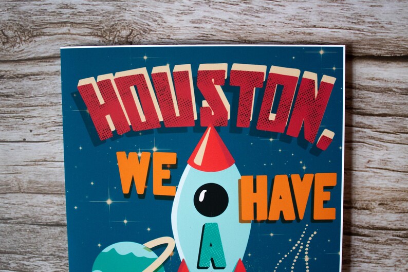 Retro Rocket Birthday Card: NASA Space or Sci-fi Theme - Etsy