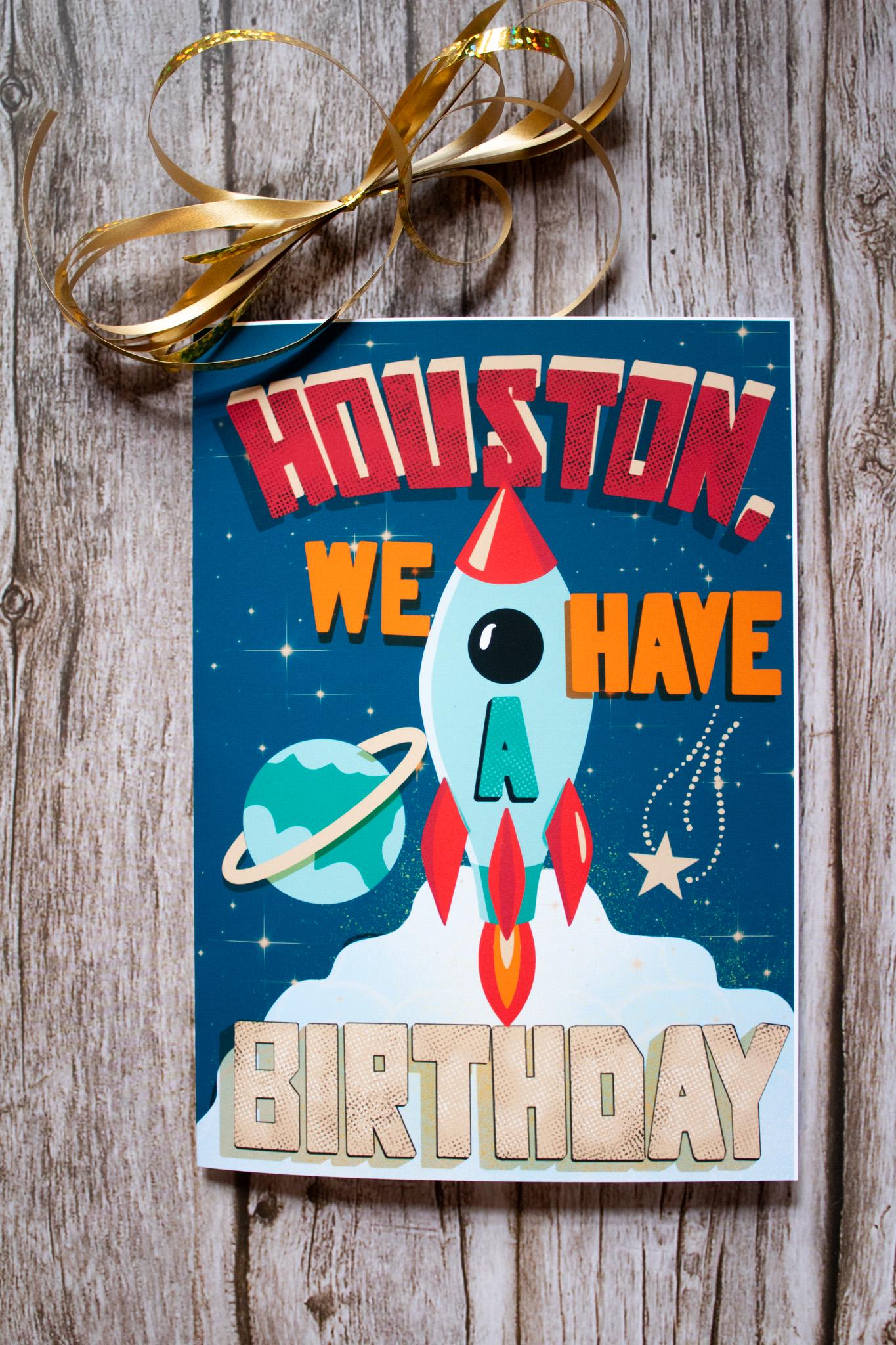 Retro Rocket Birthday Card: NASA Space or Sci-fi Theme - Etsy