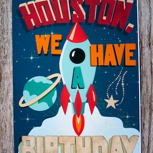 Retro Rocket Birthday Card: NASA Space or Sci-fi Theme - Etsy