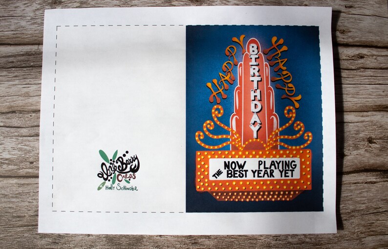 Marquee Birthday Card for the Movie Buff E Card and Printable - Etsy