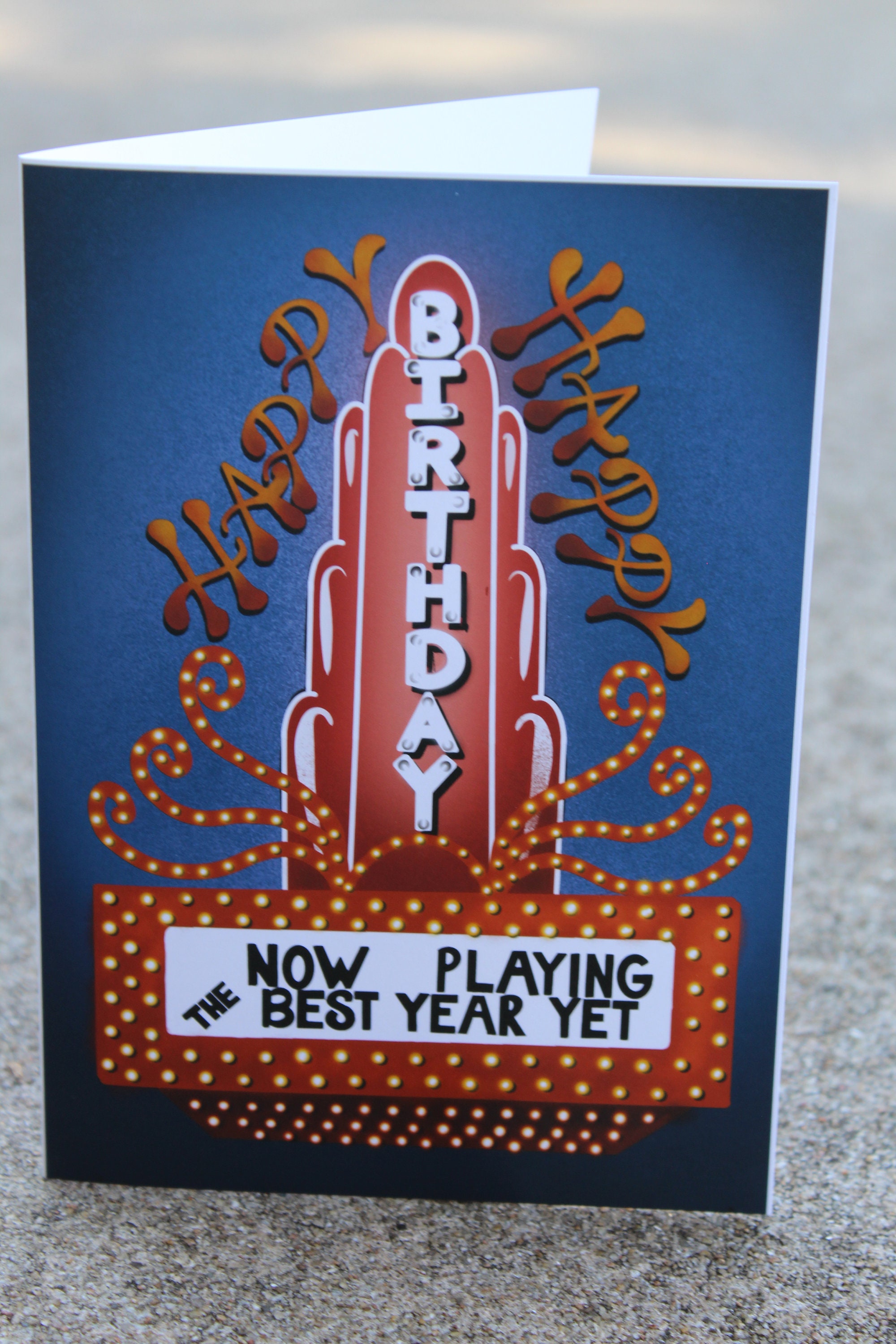 Marquee Movie Theater Happy Birthday Greeting Card for the Movie Buff ...