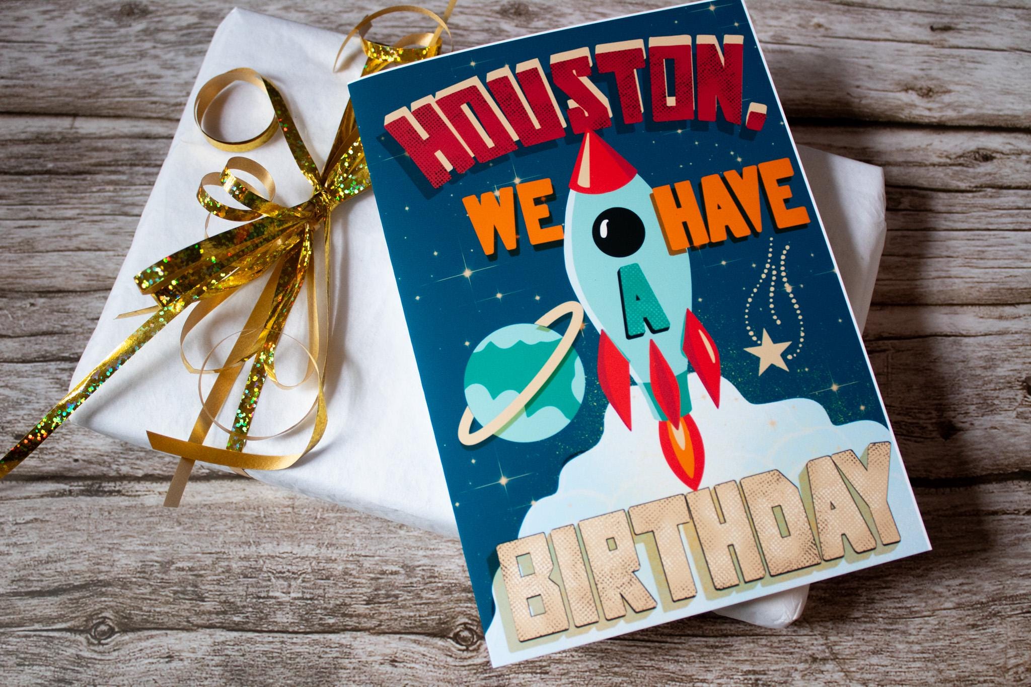 Retro Rocket Birthday Card: NASA Space or Sci-fi Theme - Etsy