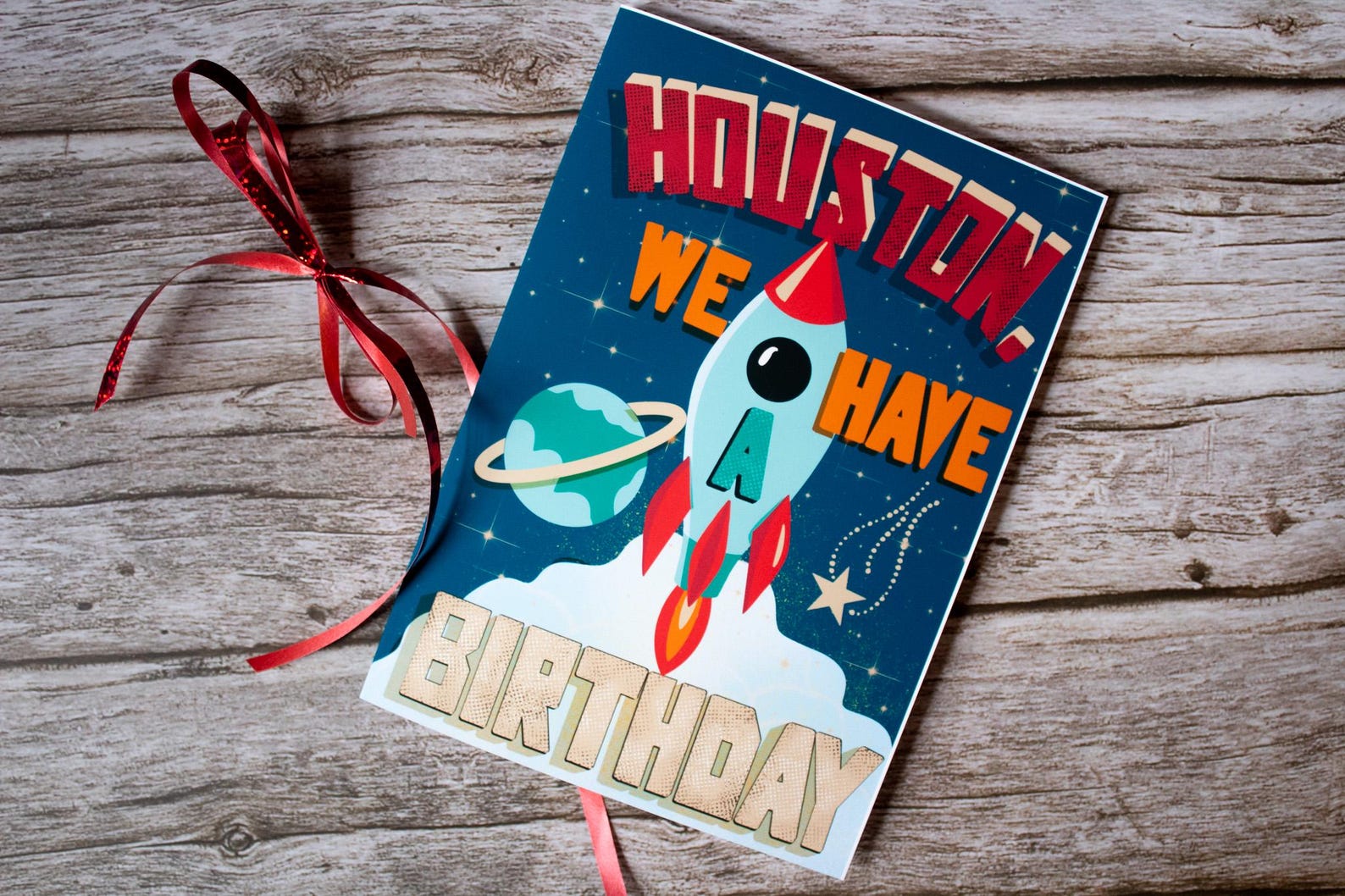 Retro Rocket Birthday Card: NASA Space or Sci-fi Theme - Etsy
