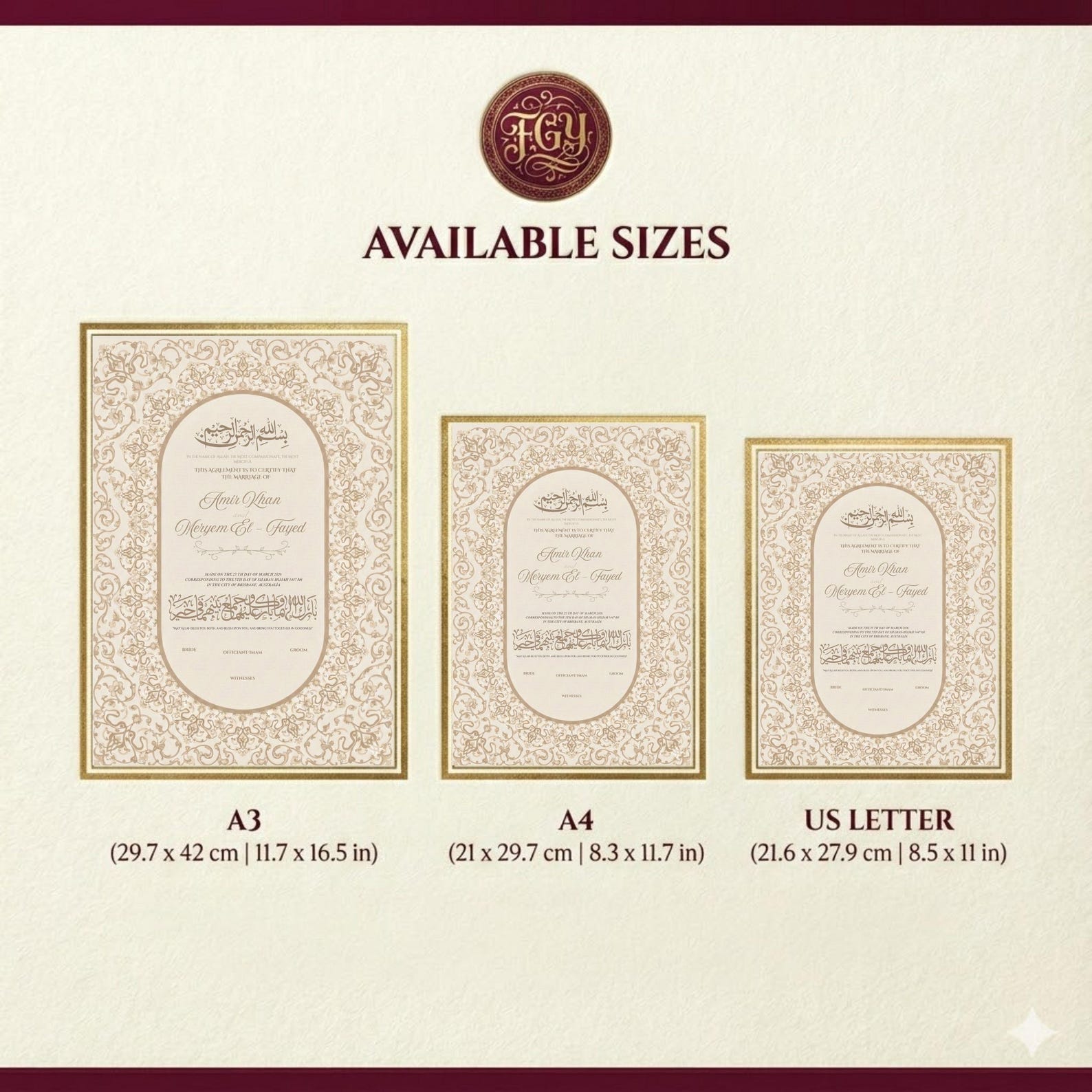 Modern Nikkah Certificate | Soft Brown Islamic Marriage Contract ...