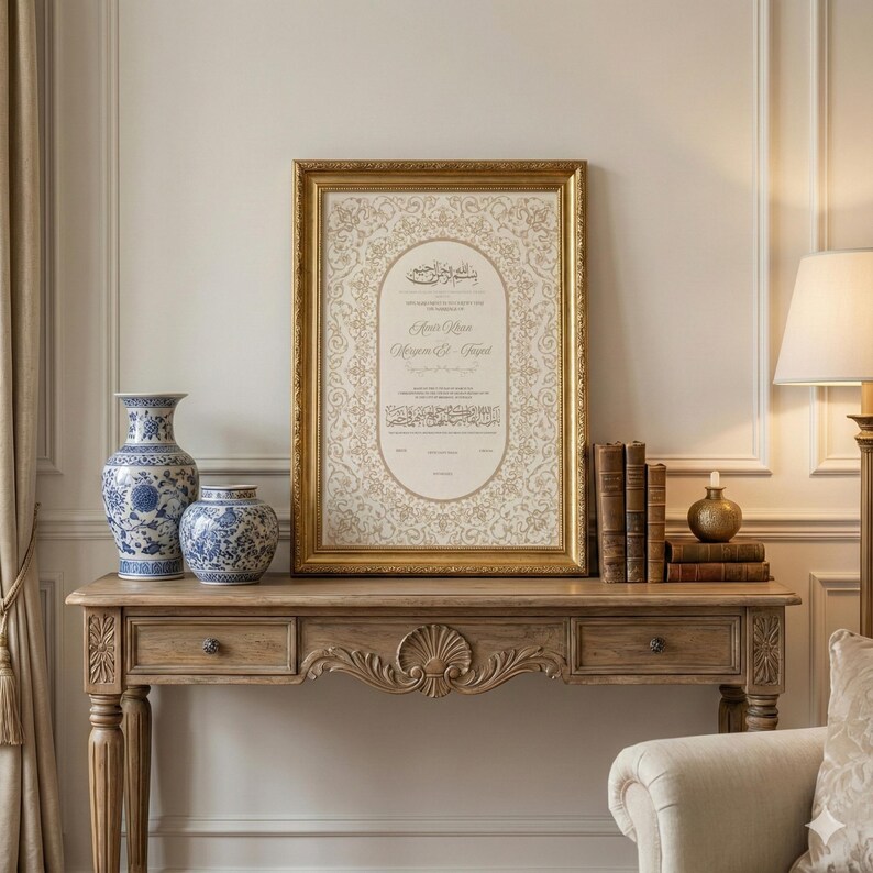 Modern Nikkah Certificate | Soft Brown Islamic Marriage Contract ...