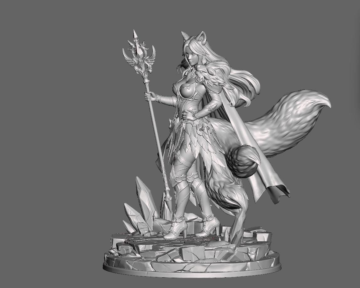 Snow Wolf Female STL: Winter Barbarian 3D Miniature, Frost Shaman RPG ...