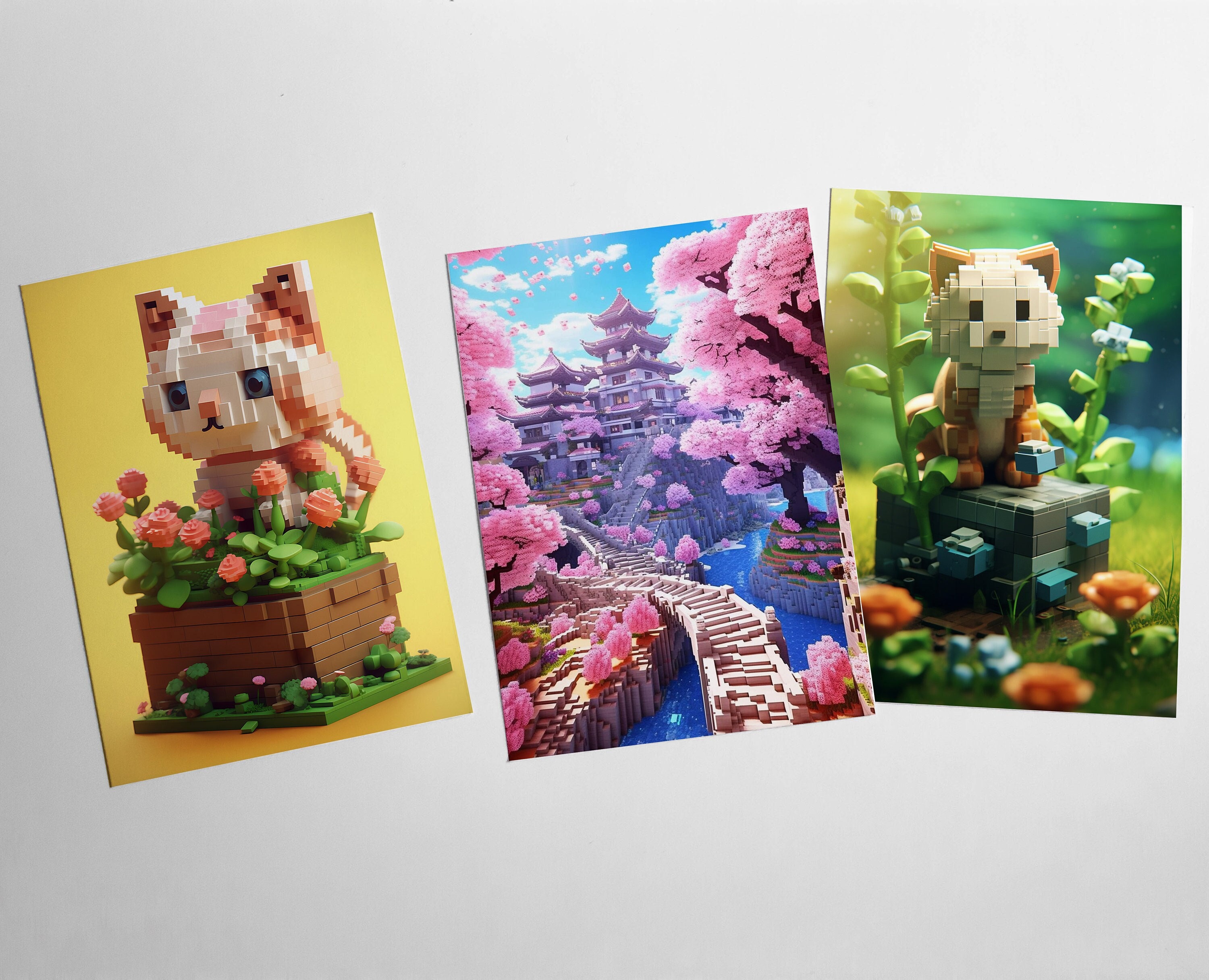 Set of 4 Minecraft Digital Posters, Game Room and Bedroom Decor ...