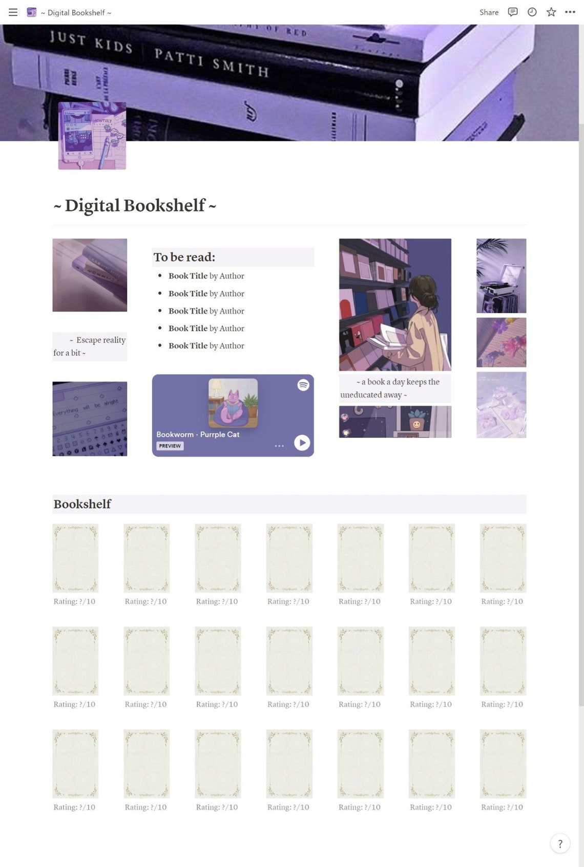 Digital Bookshelf Notion Templates - Etsy