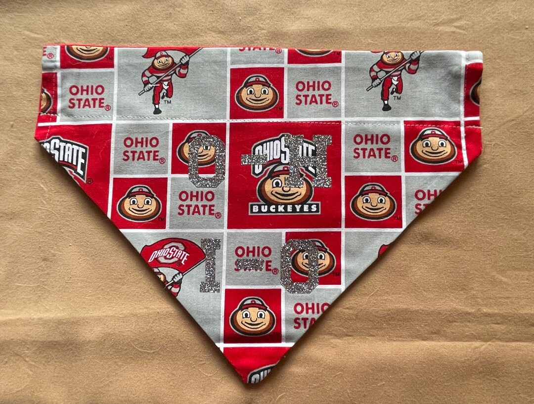 Red College Themed Dog Bandana - Size Large "ohio State University O-h ...