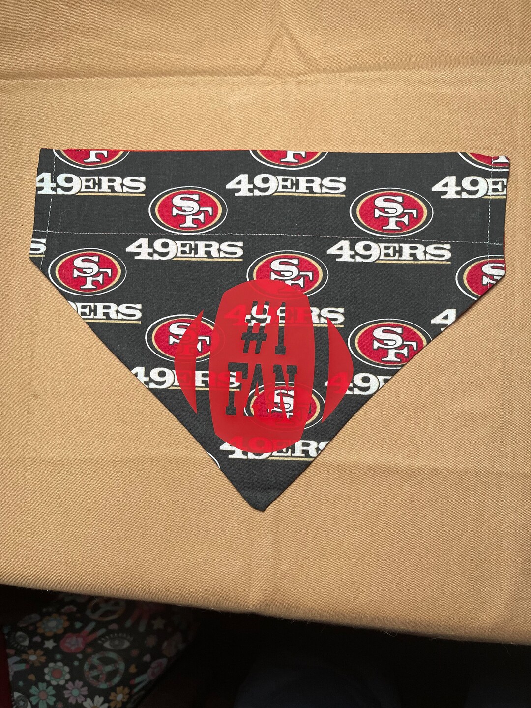 Black Football Themed Dog Bandana - Size Large "san Francisco 49ers #1 ...