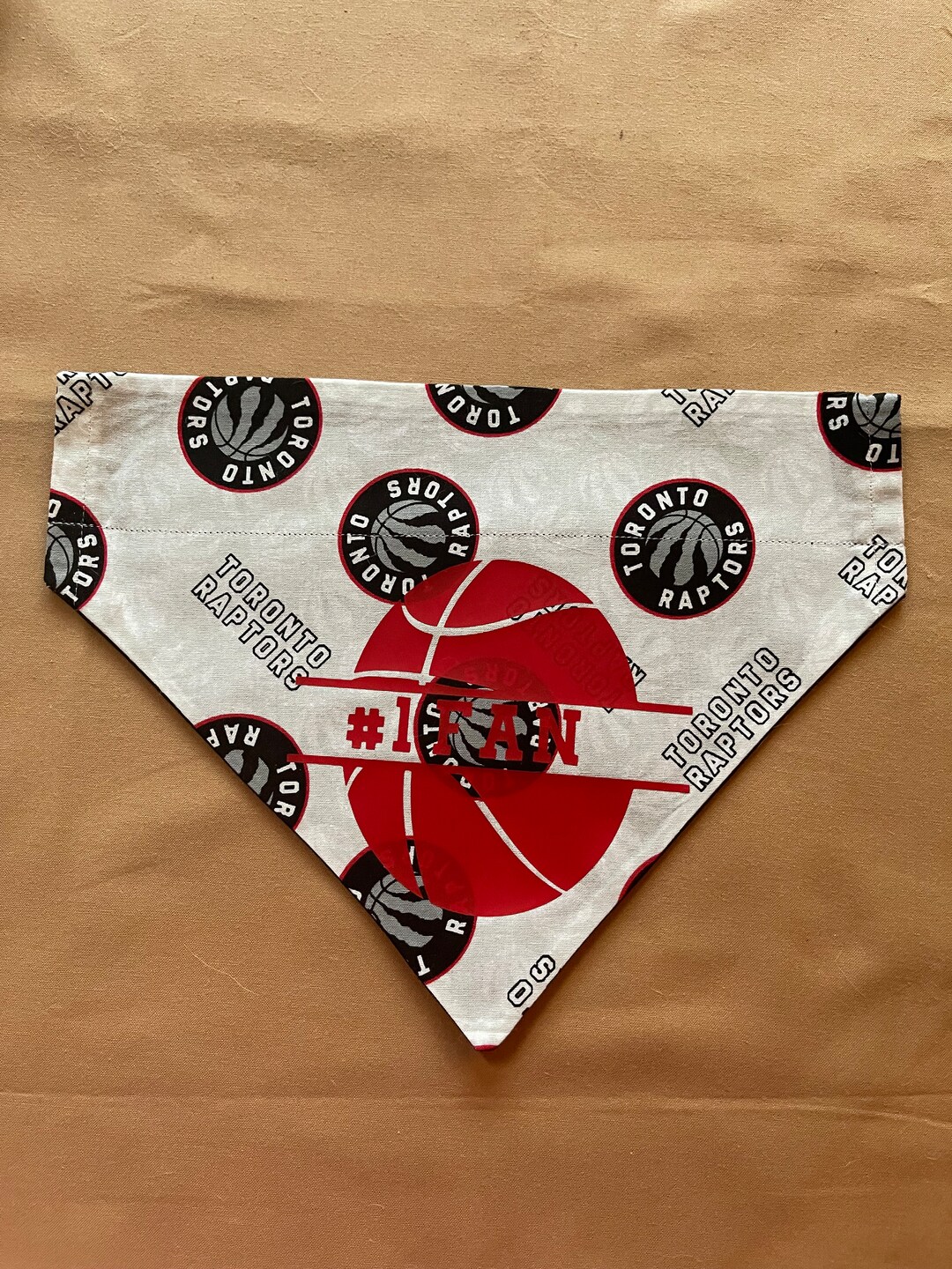 White Basketball Themed Dog Bandana - Size Large " Toronto Raptors #1 ...