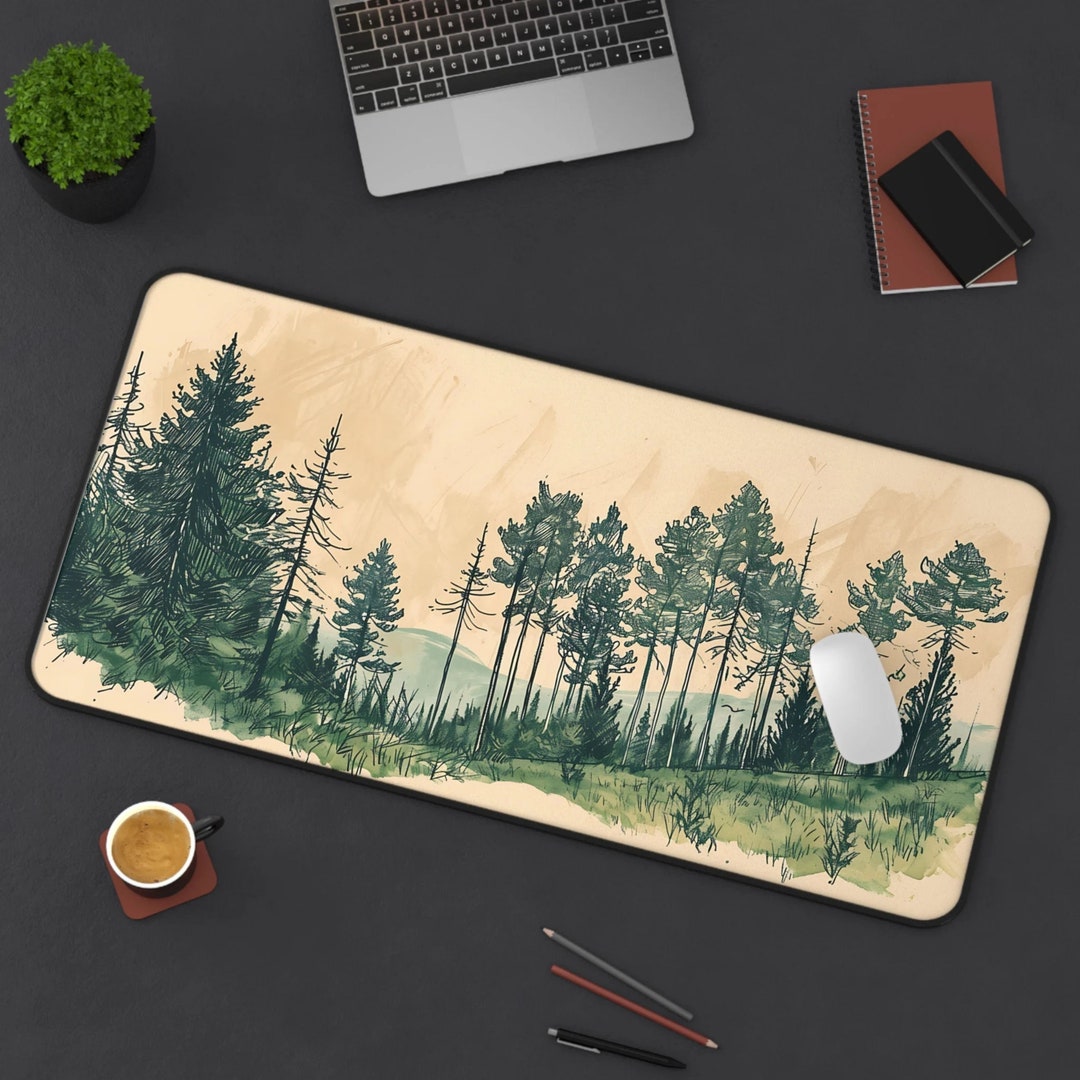 Forest Office Desk Mat Large Landscape Mousepad Office Accessory Nature ...