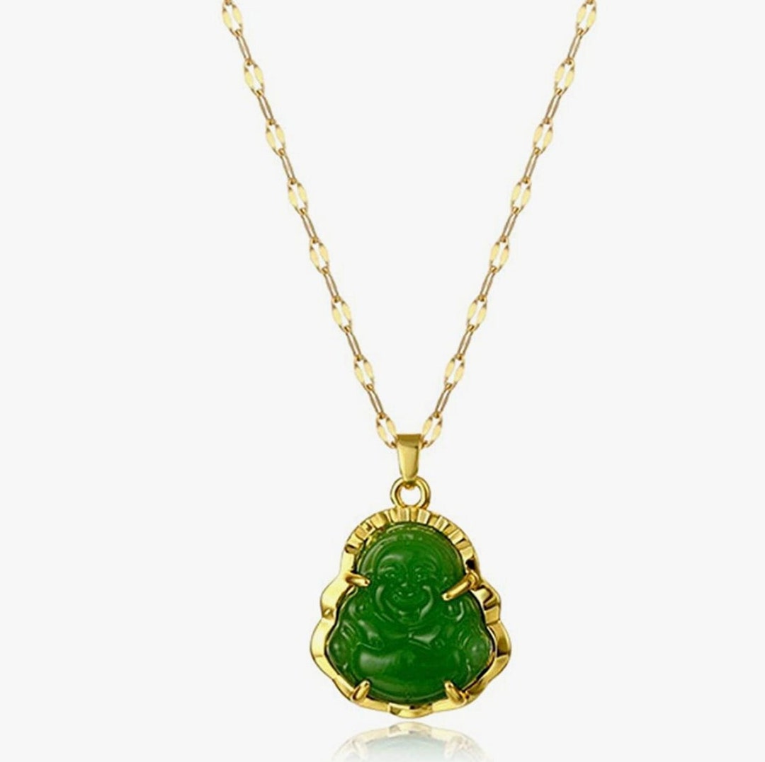 Jade and Gold Buddah Pendant for Good Luck - Etsy