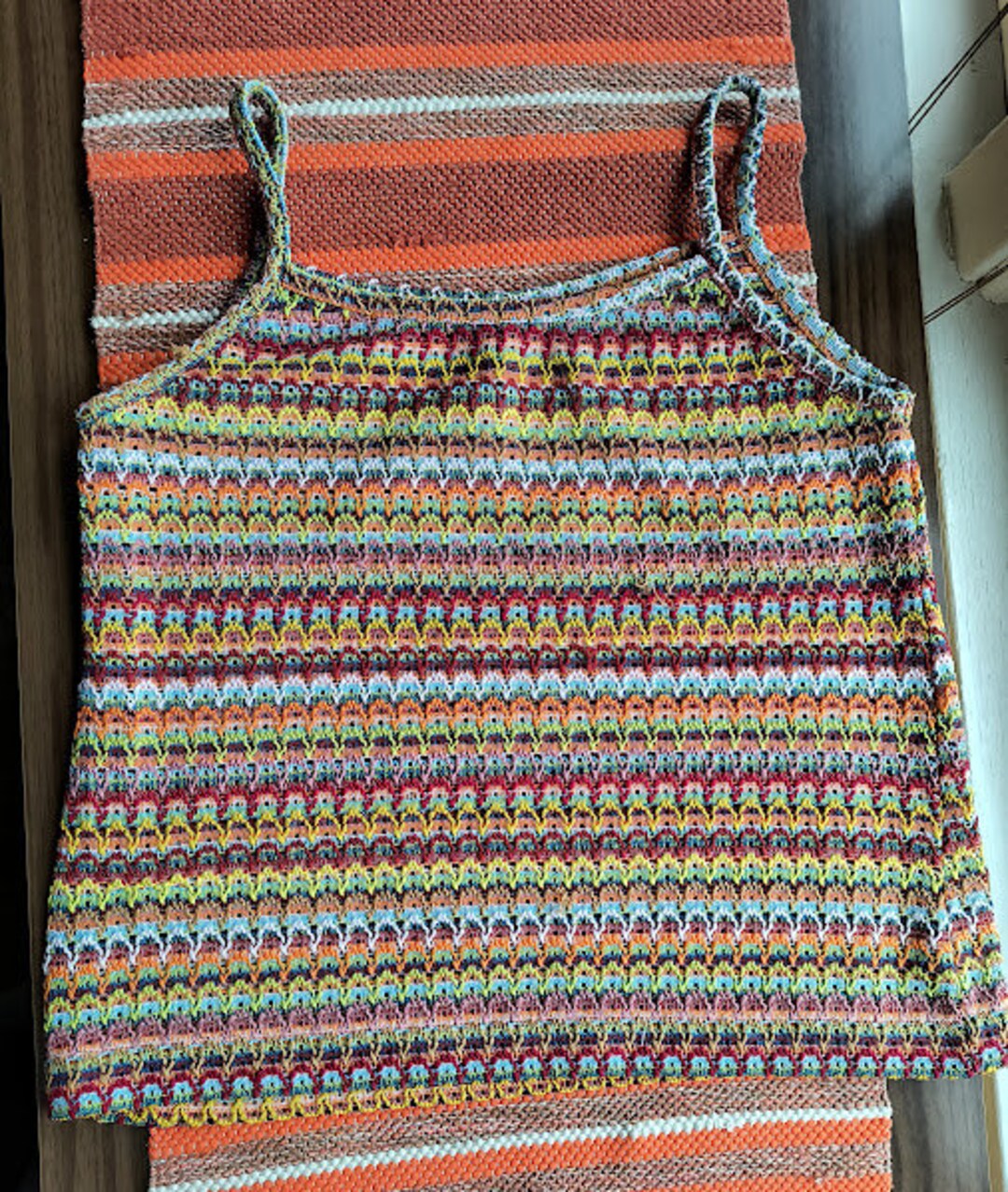 Vtg 90s Rainbow Knit/crochet Spaghetti Strap Tank - Etsy