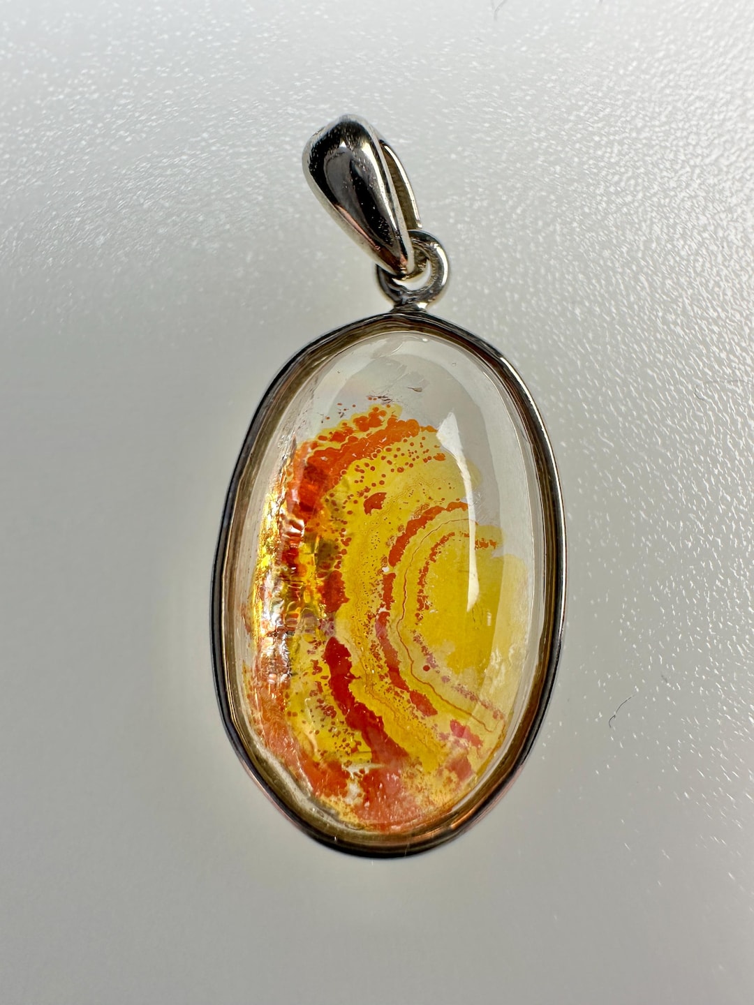 Hematoid Koi Fire Quartz - Hematite Iron Oxide - Bezel Pendant With ...