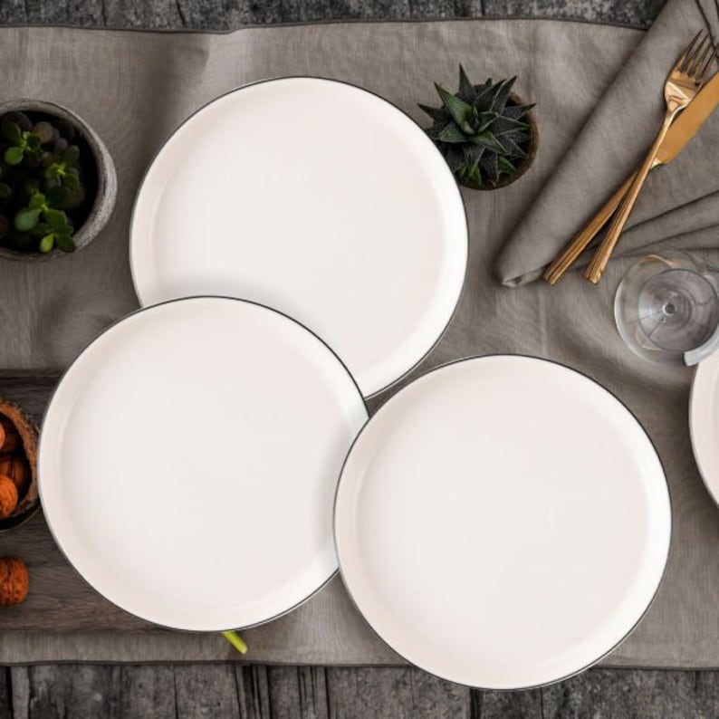 Güral Porselen Bilbao Porcelain Dessert Plates Set, 6 Pieces Black, for ...