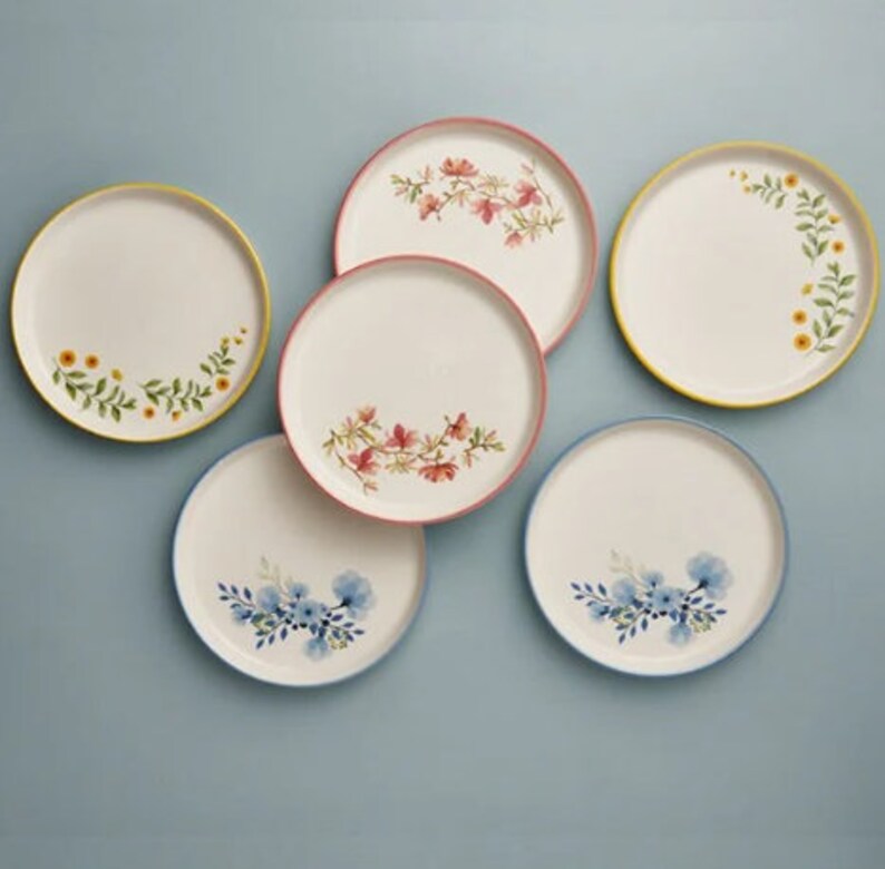 Güral Porselen Bilbao Porcelain Dessert Plates Set, 6 Pieces 6 People ...
