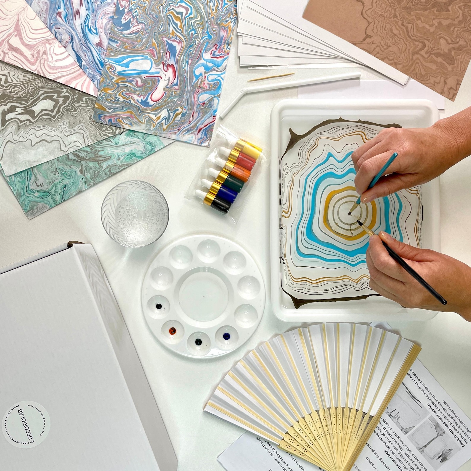 DIY Marbling Art Kit for Kids, Montessori Homeschool Family Activity ...